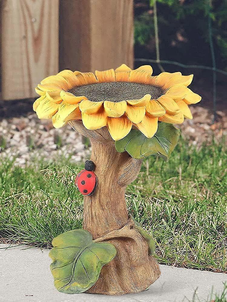 2024 New Garden Sunflower Resin Statue Lawn Bird Bath Figurine ...
