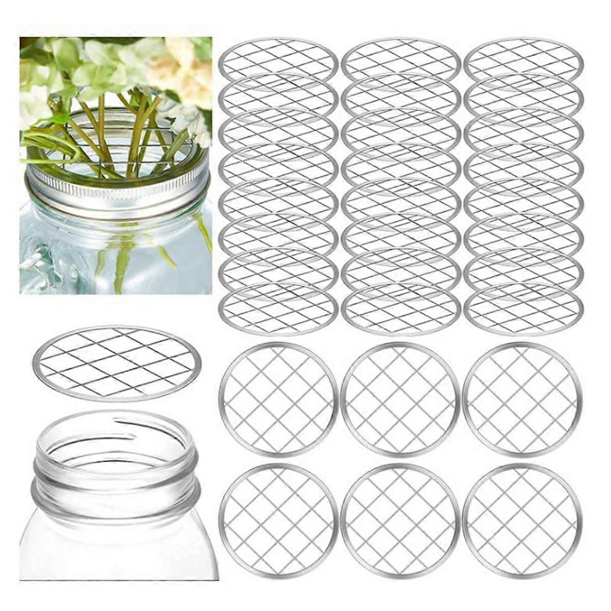 90 Pieces Flower Jar Flower Lid Floral Frog Vase Insert Canning Jar ...