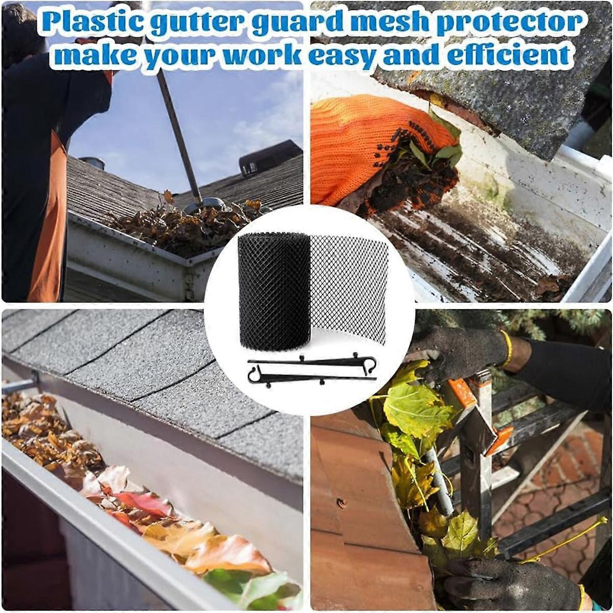 4Pack Gutter Guard Mesh Rolls, 20 Feet Gutter Leaf Guards with 40 Clip ...