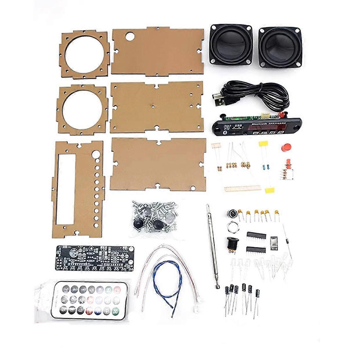 DIY FM Radio Electronic Kit Bluetooth Audio 5Wx2 Spectrum Indicate ...