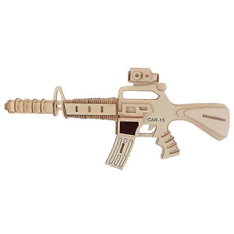 3D Wooden Puzzles AK47 Machine Guns Toys For Children Kids DIY Carbine ...