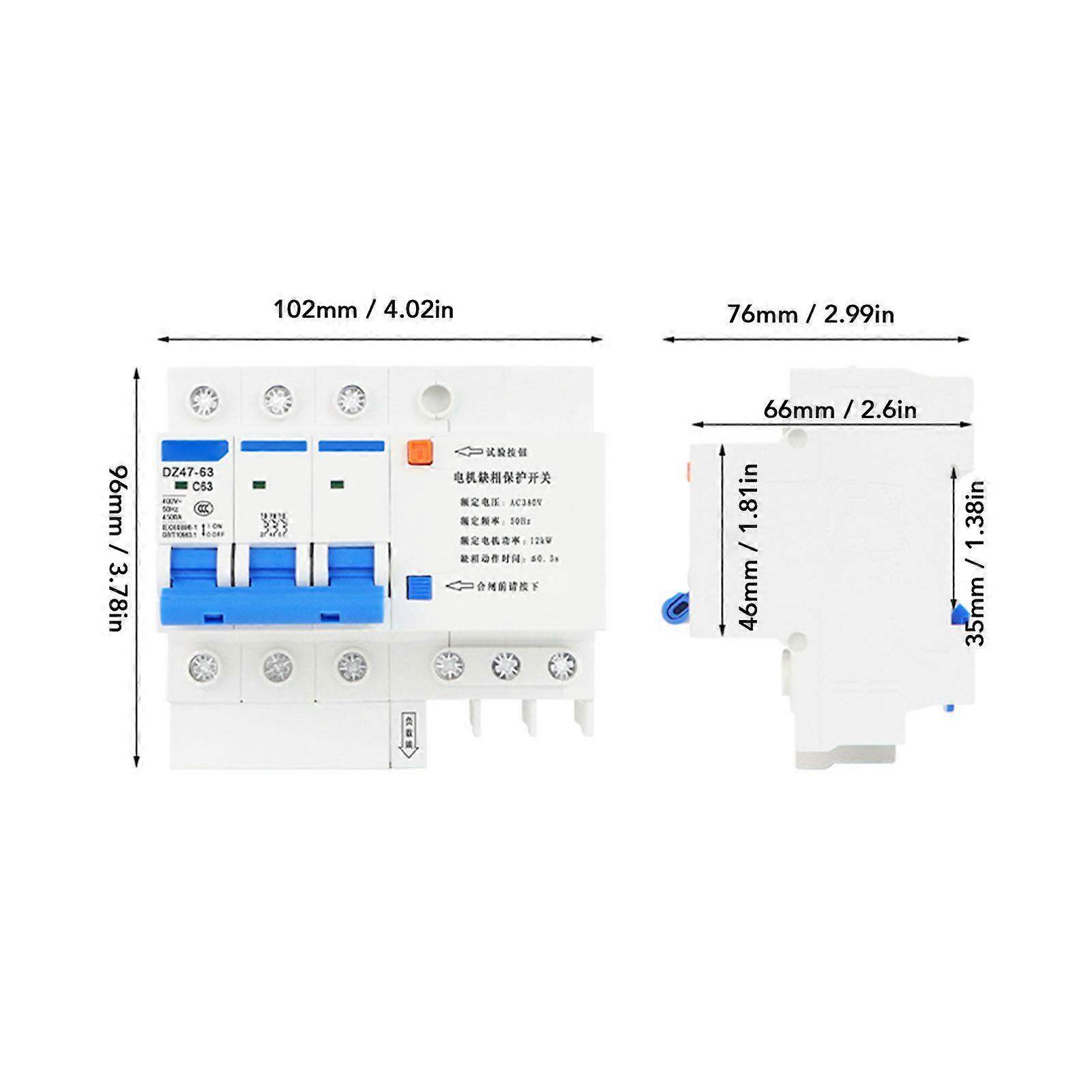 3 Phase Motor Conservation Breaker DZ47S‑63 3P 63A DIN Rail Mount Circuit Breaker 380V | Fruugo UK