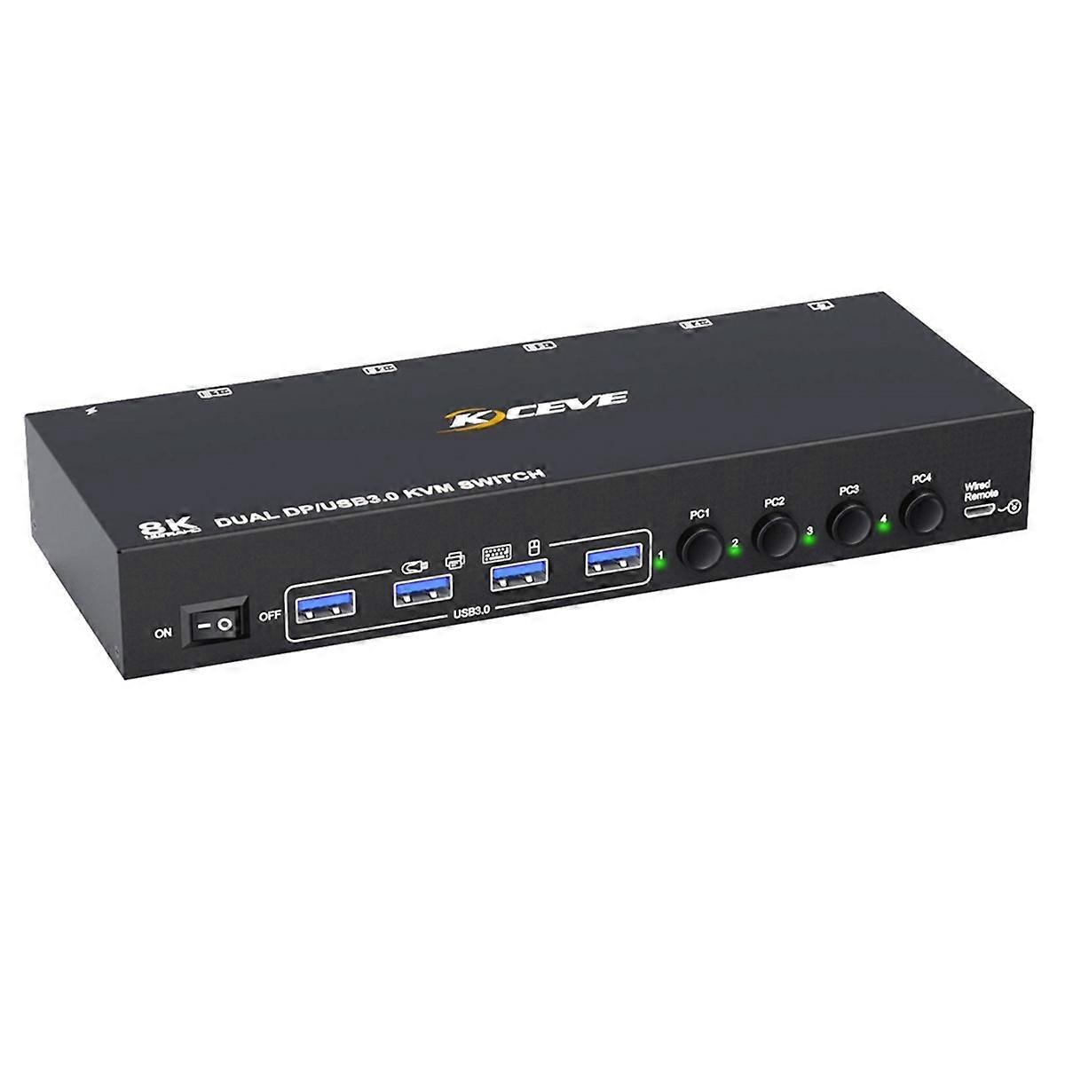 8K DP KVM Switch 2 Monitors 4 Computers 30Hz 4k@144Hz Dual Displayport ...