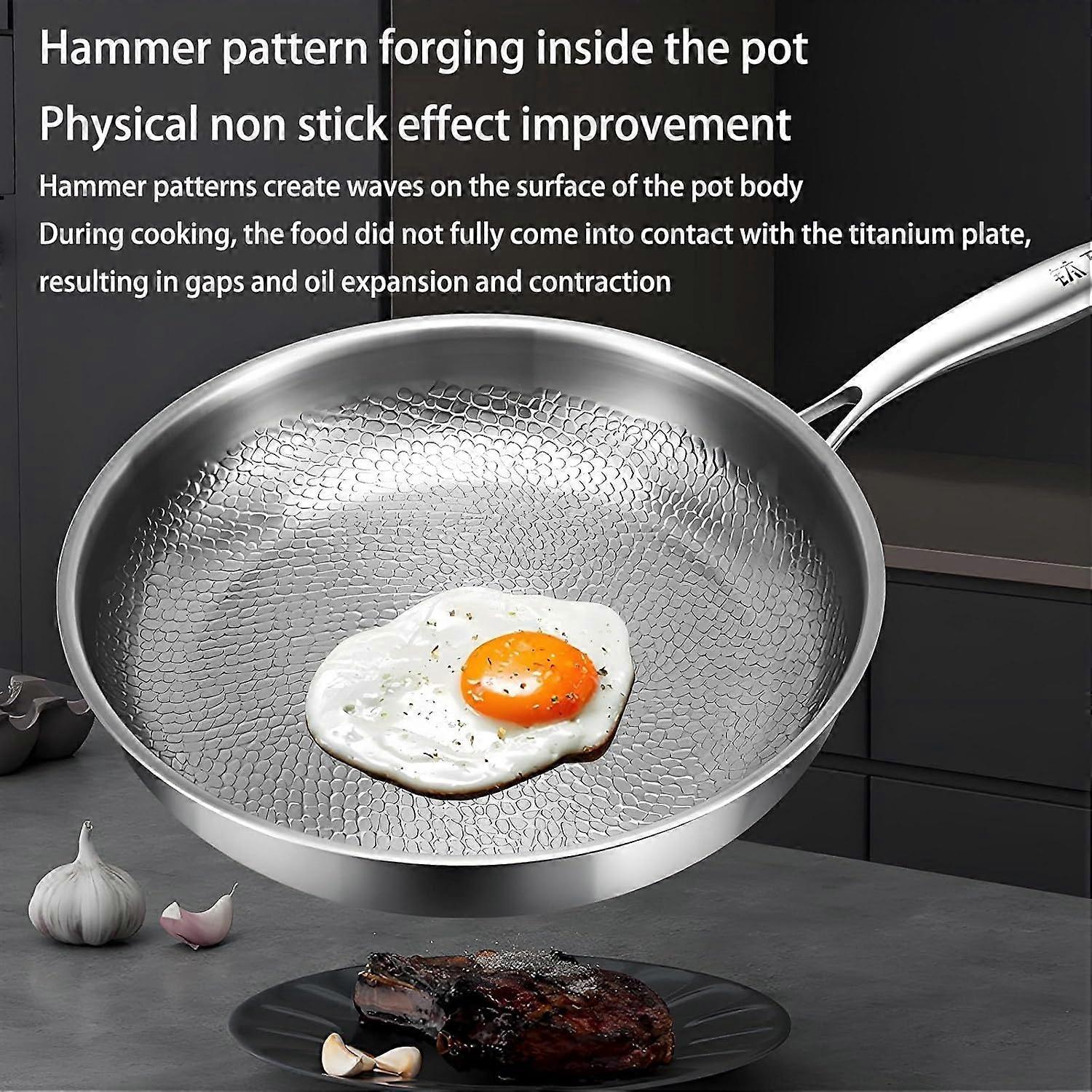 Hammered Titanium Pan Pro with Lid, 30 cm Non-Stick Uncoated Scratch ...