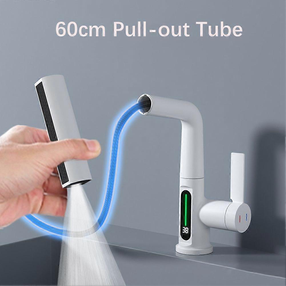 Waterfall Pull Out Kitchen Faucet Intelligent Digital Display Cold Hot ...