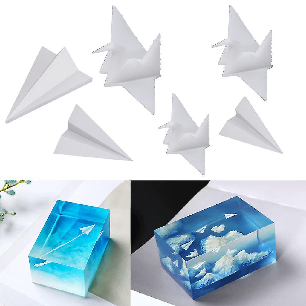 5 Pieces/set Crane Paper Plane Modeling Epoxy Resin Mold Diy Landscape ...