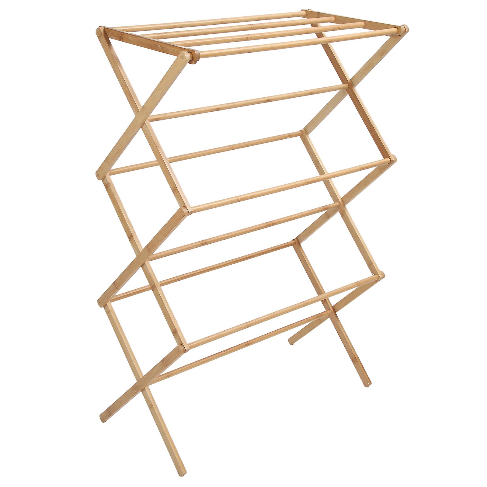 Collapsible Folding Wooden Clothes Drying Rack Bamboo Laundry Drying ...