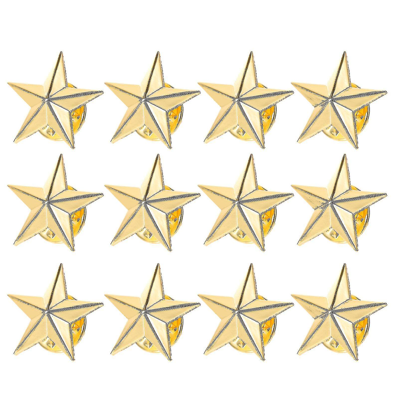 12 Pcs Men Decor Star Collar Lapel Pin 5 Star Badge Star Collar Brooch ...