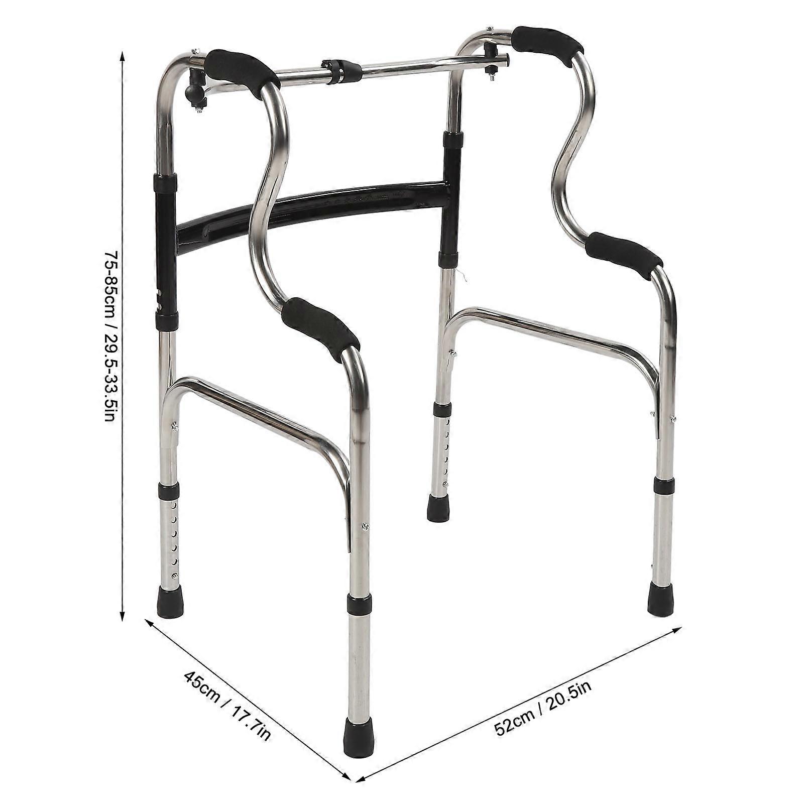 Elderly Walker 6 Height Adjust 4 Legs Stainless Steel Senior Folding ...
