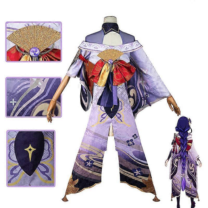 Raiden Shogun Cosplay Game Genshin Impact Costume Wig Women Kimono ...