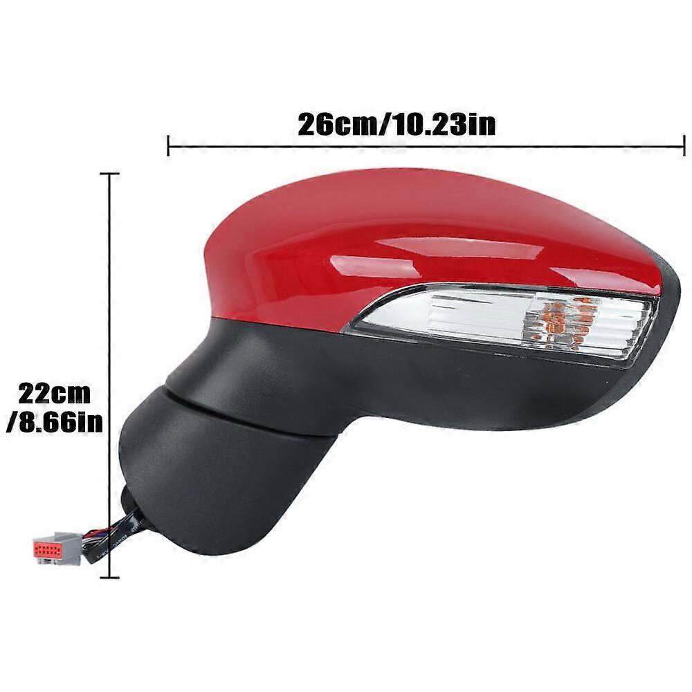 Left Side Red Manual Fold Door Wing Mirror W/Indicator For Ford Fiesta ...