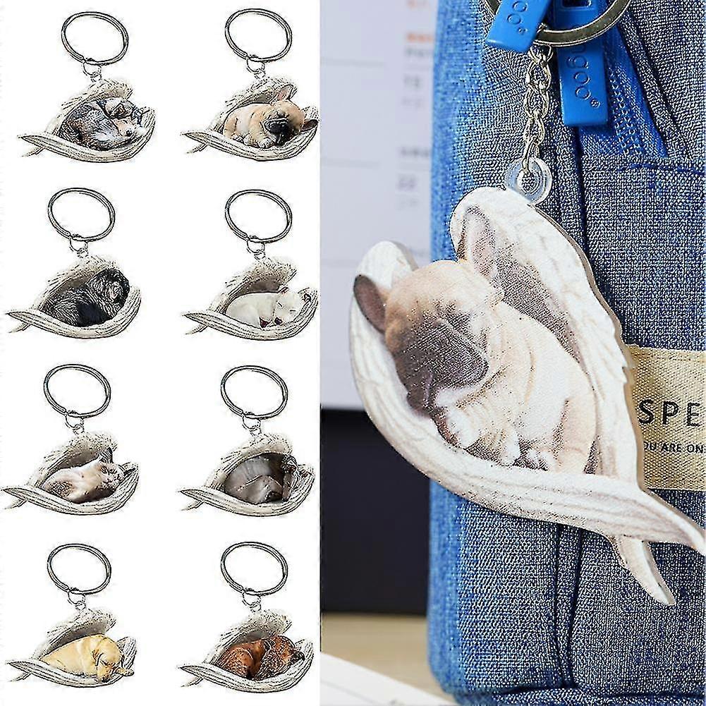 Hanging Ornament Keychain Cute Sleeping Angel Dog Wing Pendant Dog Gift ...