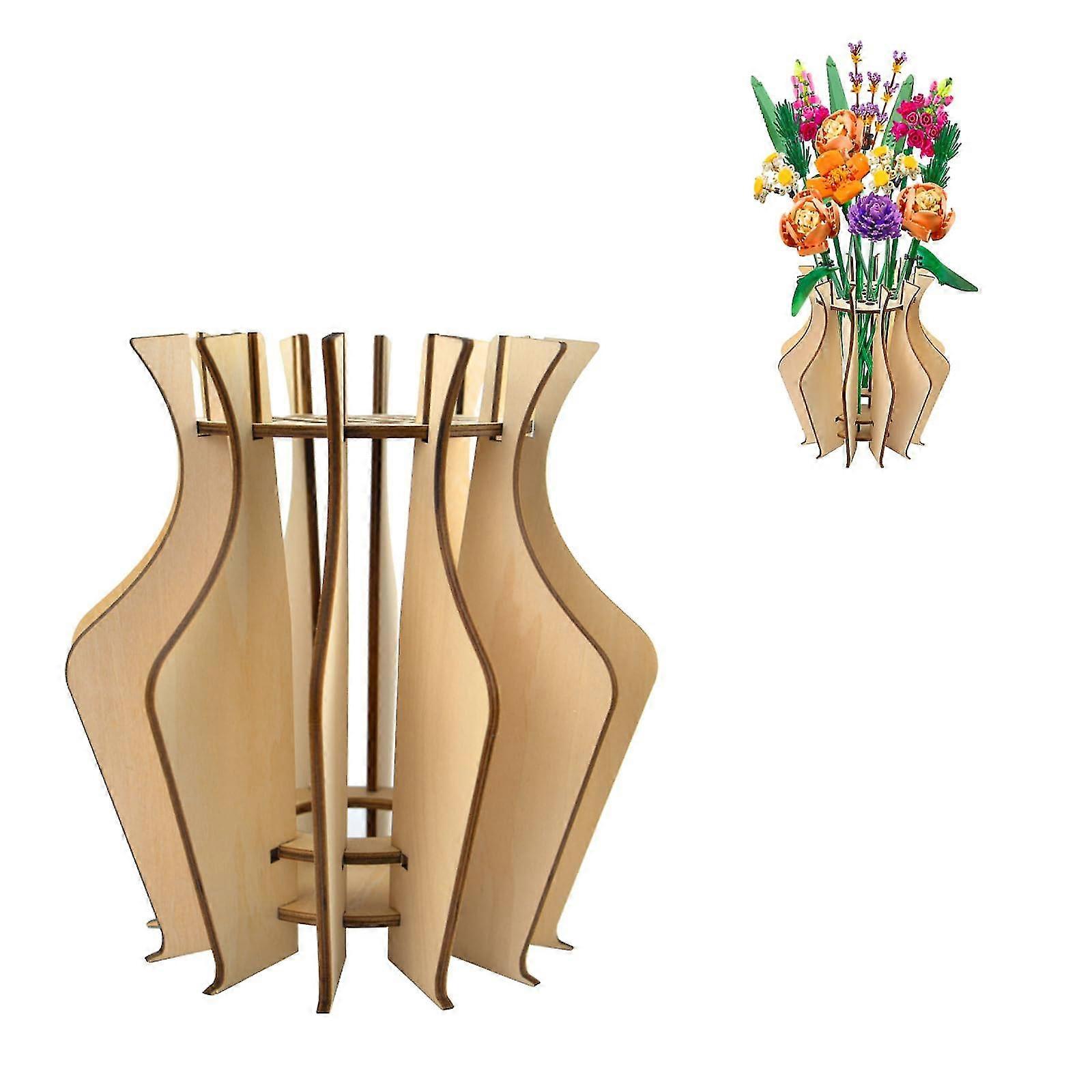 Dřevěná puzzle váza na květiny pro Lego Kytice Stavebnice - stojan na ...
