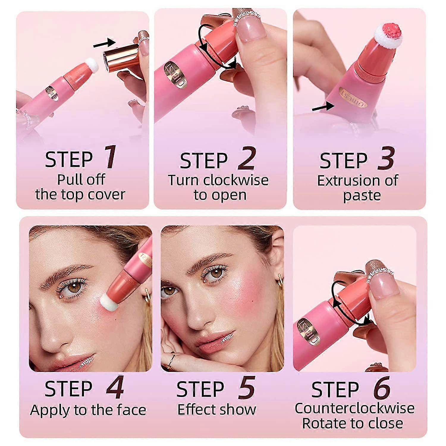 Rose Pink Liquid Blush Cosmetics, Soft Cream Blush Stick For Cheeks ...