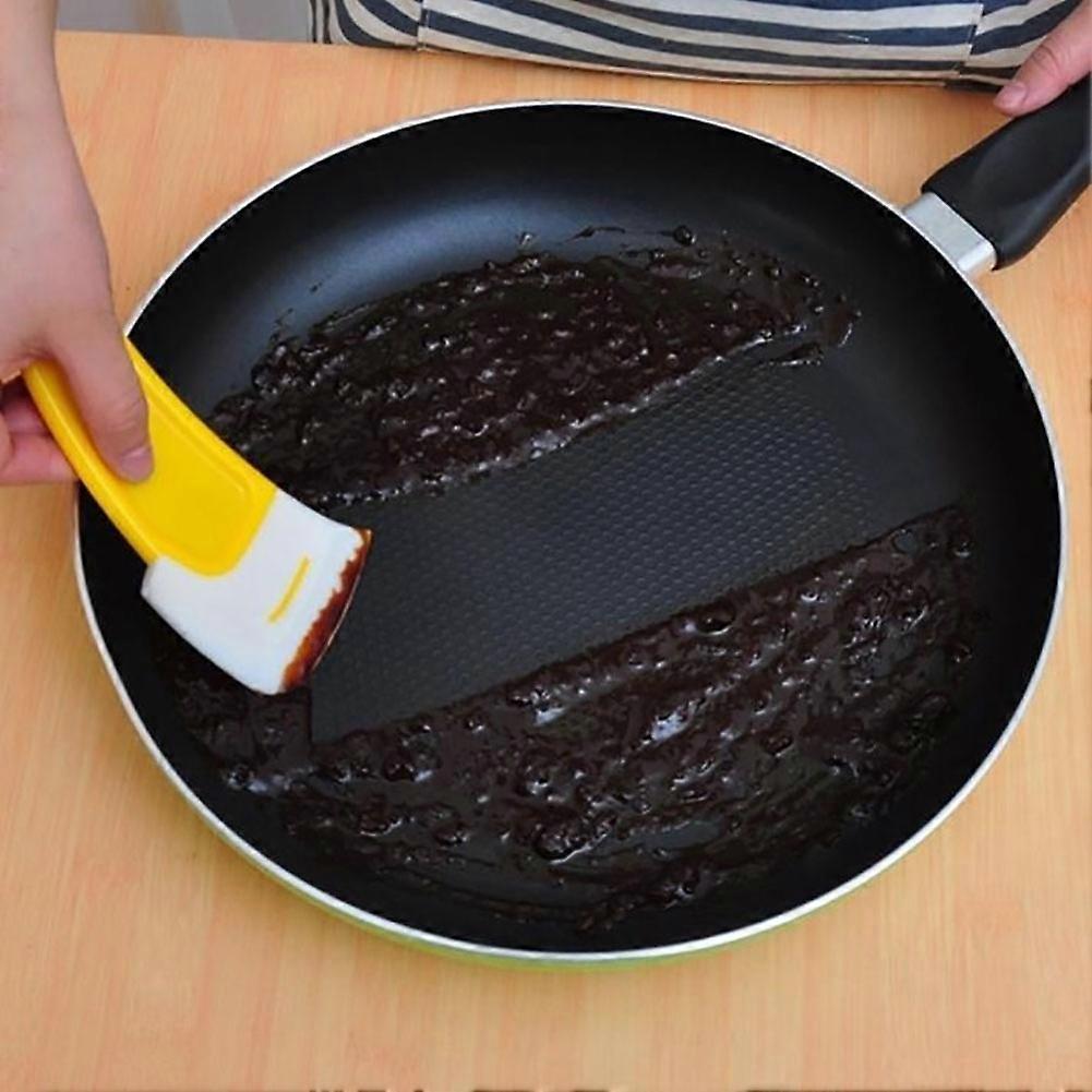 Silicone Fry Pan Dish Non-stick Oil Cleaning Scraper Spatula Brush ...