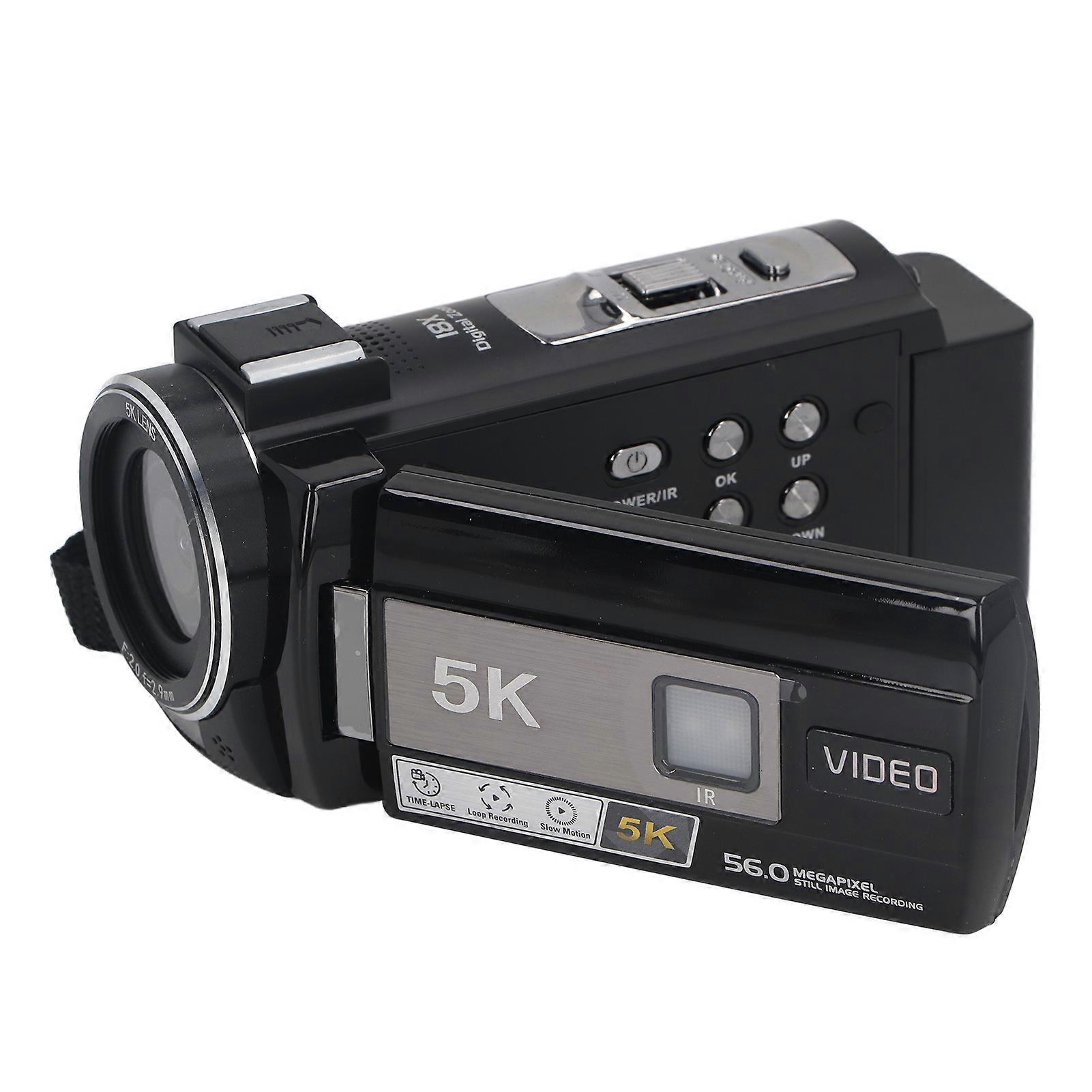 Digital Camcorder 5K 56MP Anti Shake 18X Zoom IR Night Vision with 3 ...