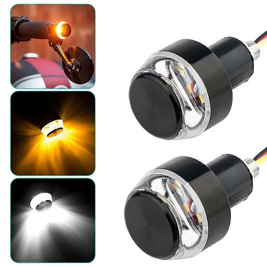 2Pcs Motorcycle Turn Signal LED Light Indicators Handle Bar End ...
