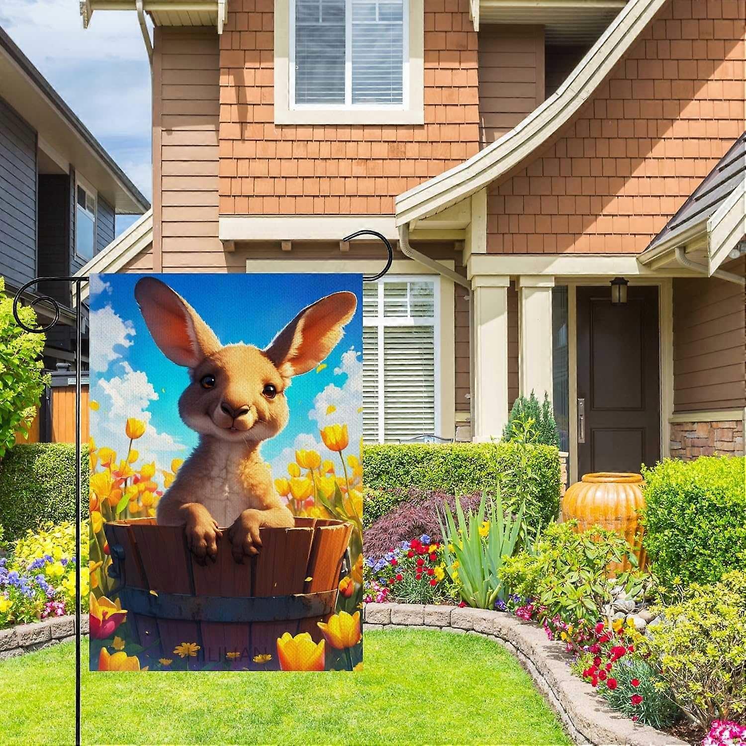 Kangaroo-Garden Flag Spring Tulip-Garden Flag Double Sided Waterproof ...