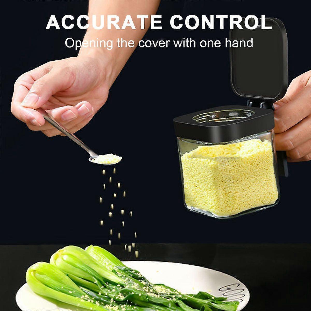 Spice jar spice container with lid and spoon, a 255ml, transparent jar ...