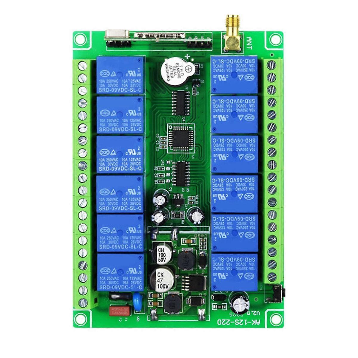 433MHz Industrial 12CH Receiver DC12V-48V RF Wireless Remote Control ...