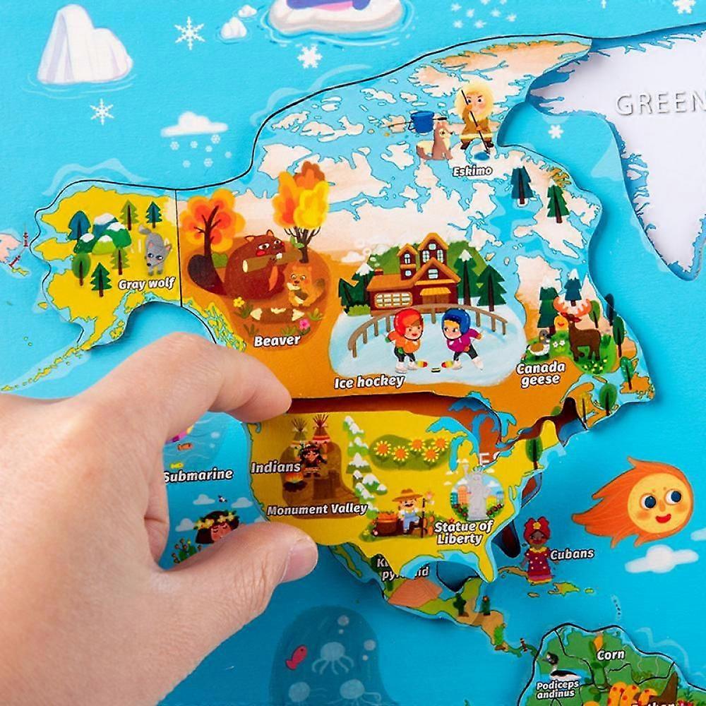 World Map Puzzle Magnetic Suction, Cognitive Geography, Suitable For ...