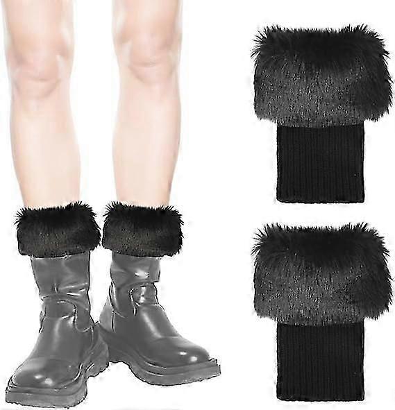 Fluffy Leg Warmers, 20cm Furry Wrist Faux Fur Trim Cuffs Fuzzy Knitted ...