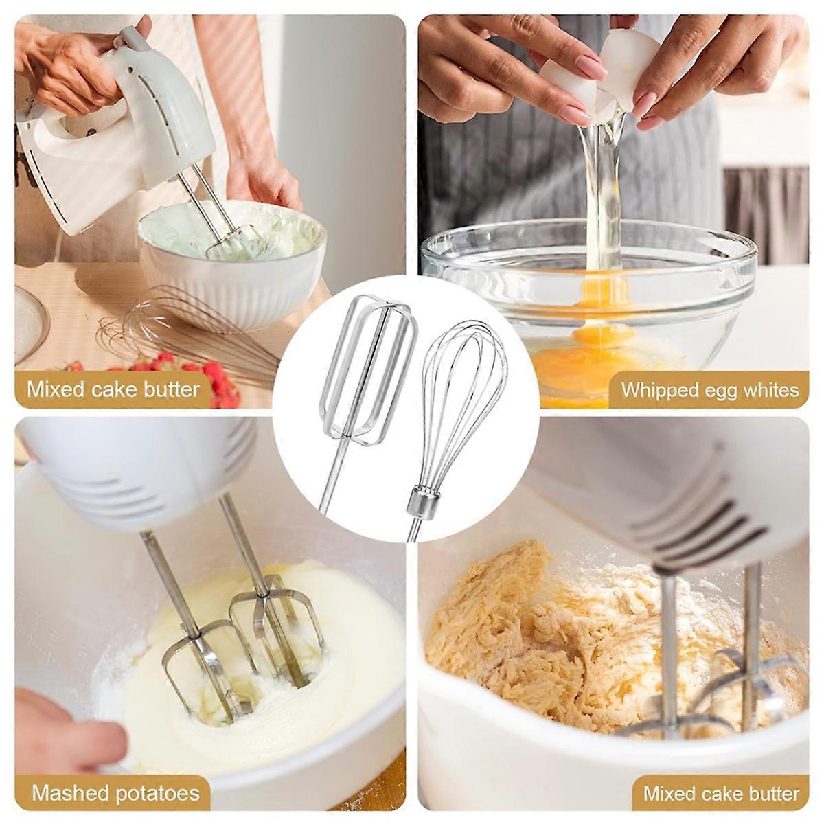 4pcs Hand Mixer Beaters Attachments Set, 2 Styles Stainless Steel ...