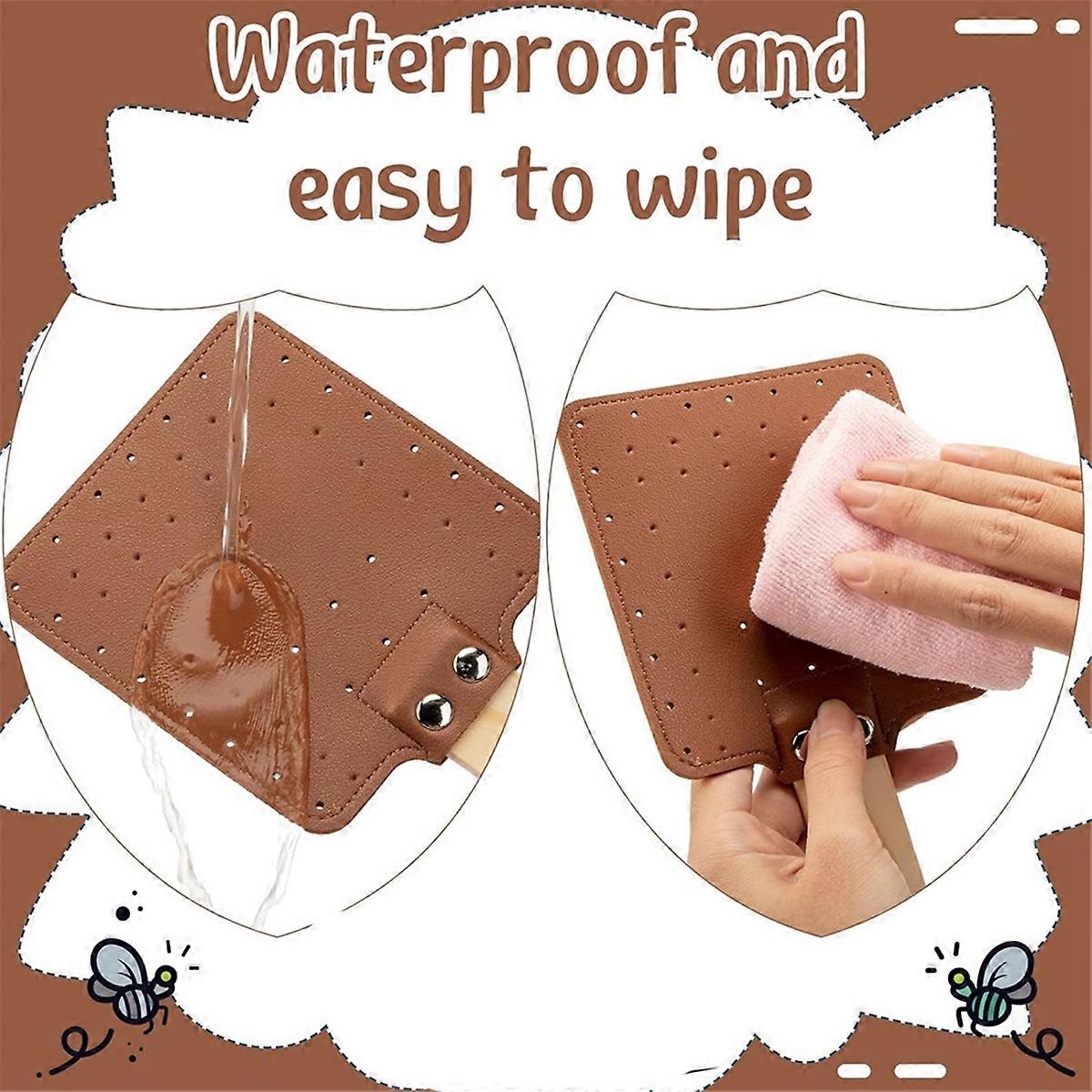 4 Pieces 17.3 Inch Fly Swatter Leather Fly Swatter Long Fly Swatter ...