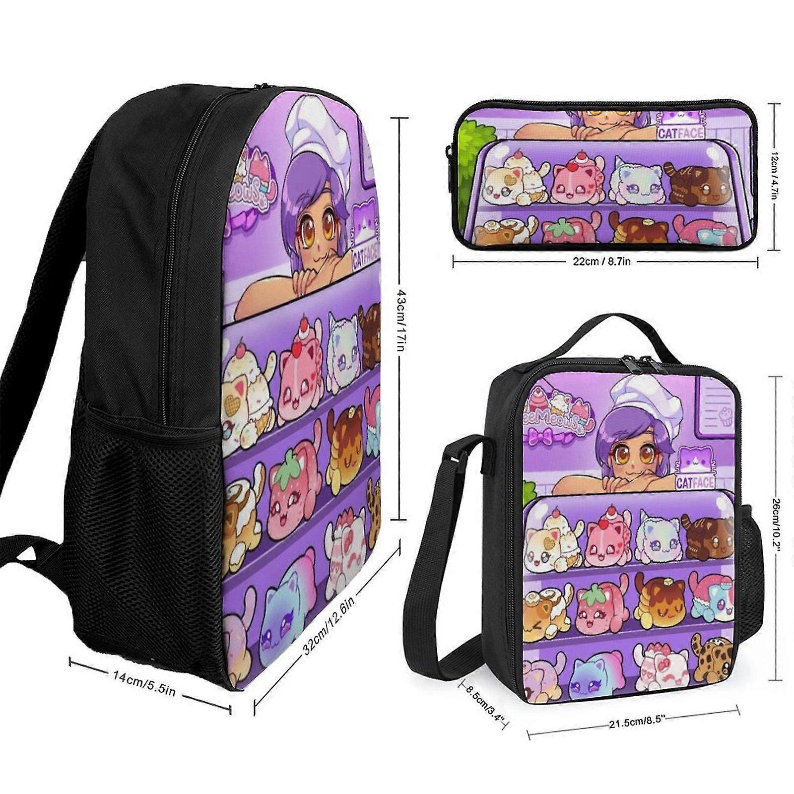 x276 Aphmau Backpack set and Lunch Box Combo with Pen Holder for ...