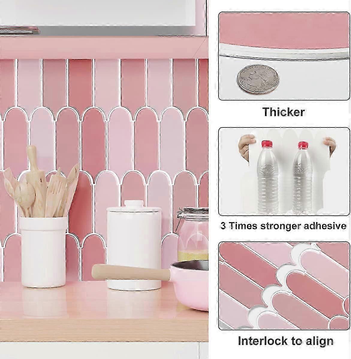 6 Pcs 2.5mm Thick Self Adhesive 3d Backsplash Wall Tiles for Kitchen ...