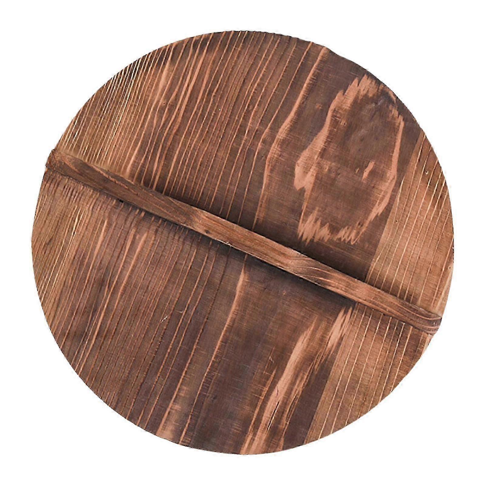 Thickened Round Wooden Drop Lid with Heat-Resistant Handle, Universal ...