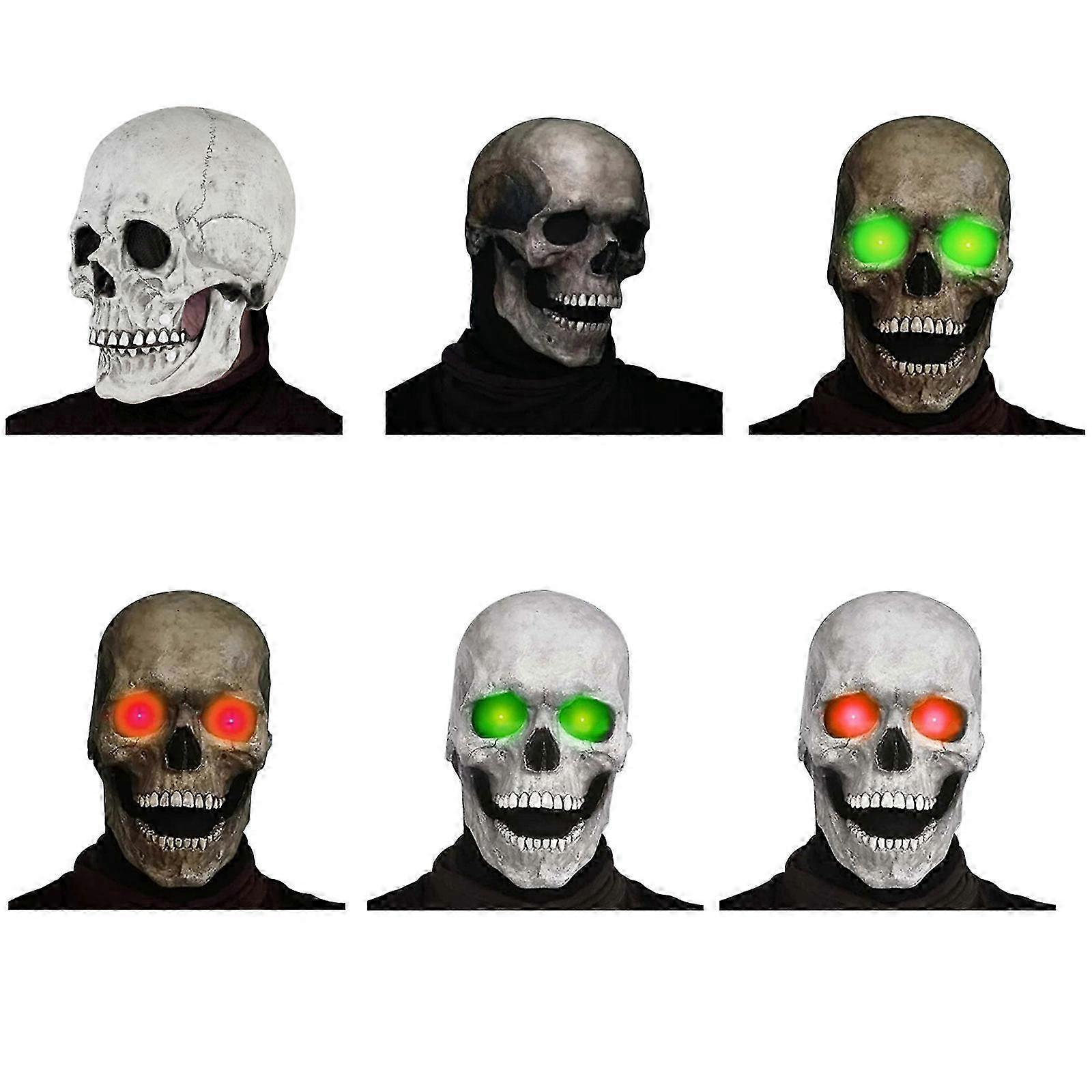 Halloween Skull Mask Horror Glow Eye Full Head Skull Masks Helmet ...