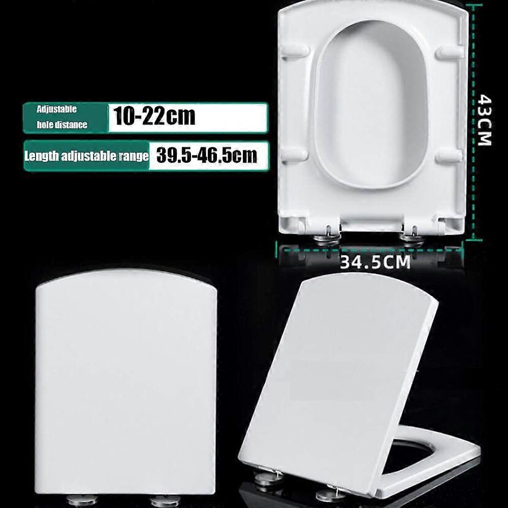 White Soft Close Toilet Seat Quick Release Heavy Duty Square Design ...