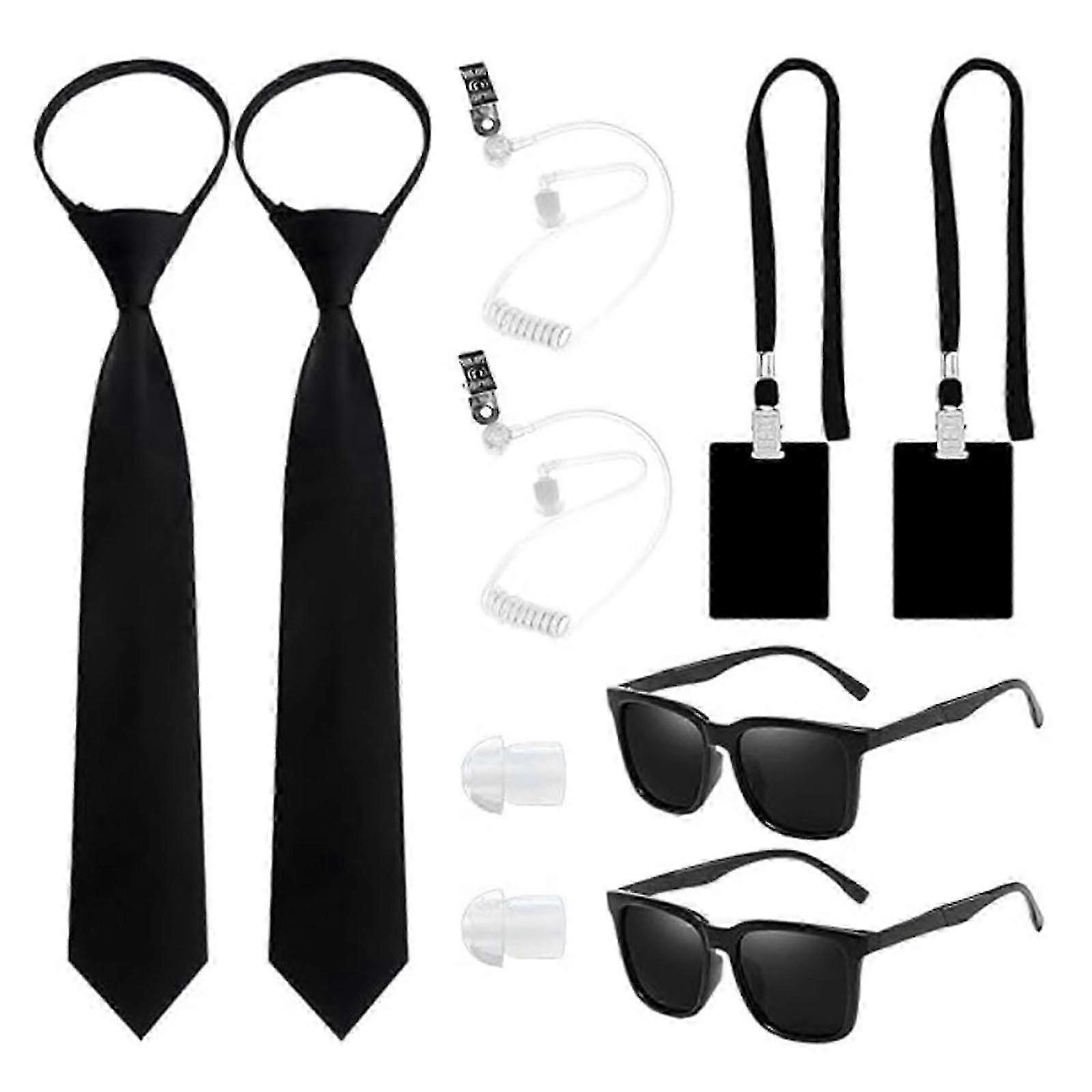 Secret Agent Outfit Accessories With Black Eyeglasses Earpiece And Neck ...