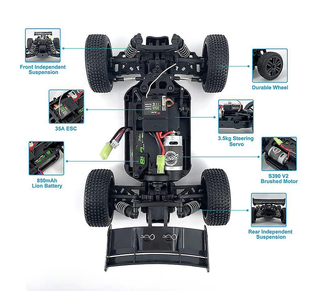 1:14 Racing rc bil 2.4g 4wd 4ch 40km/t høyhastighets fjernkontroll bil ...