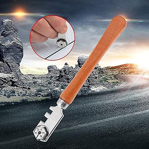 Professional grade 130mm six-wheeled glass cutter with wooden handle ...