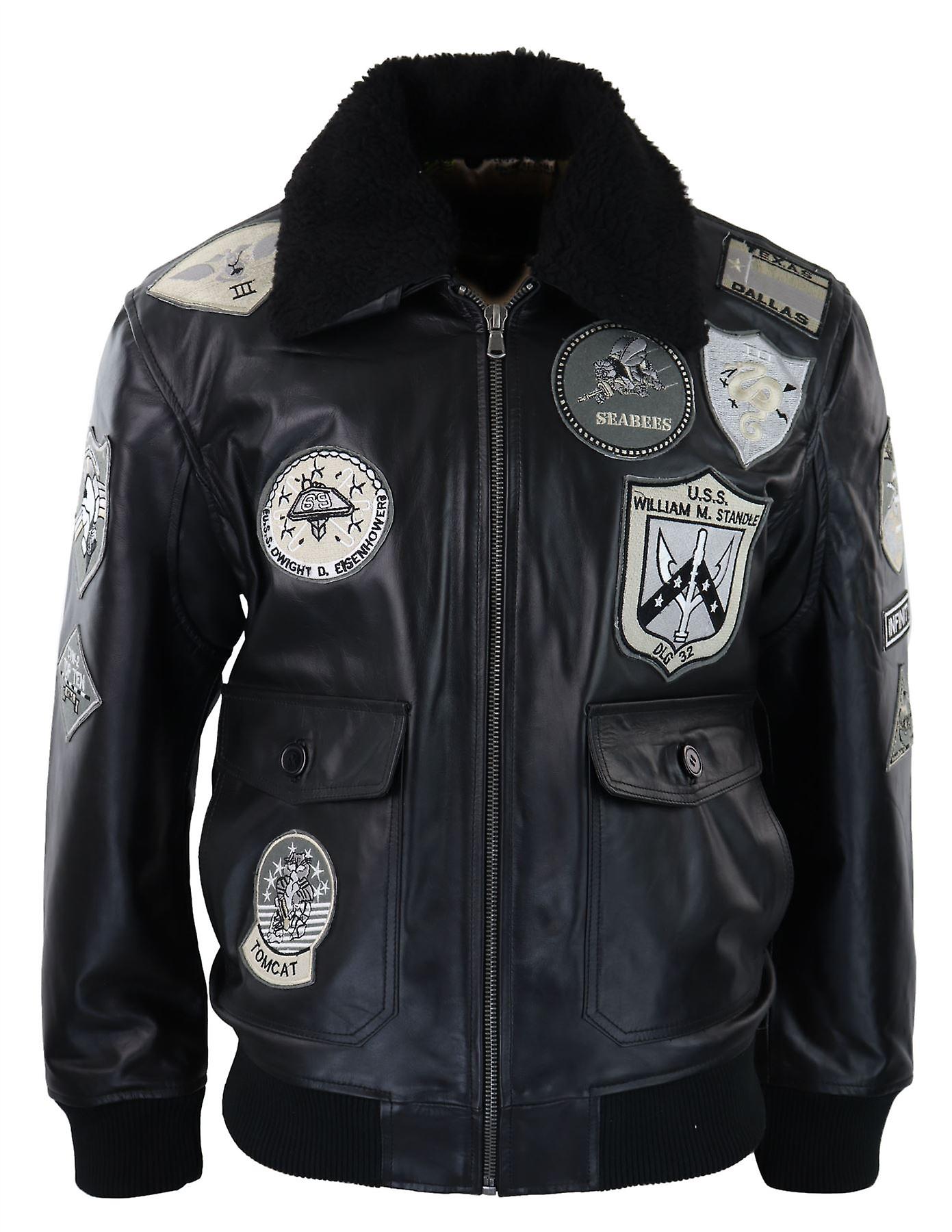 Men's Full Maverick Jacket Pilot Bomber US Badges | Fruugo UK