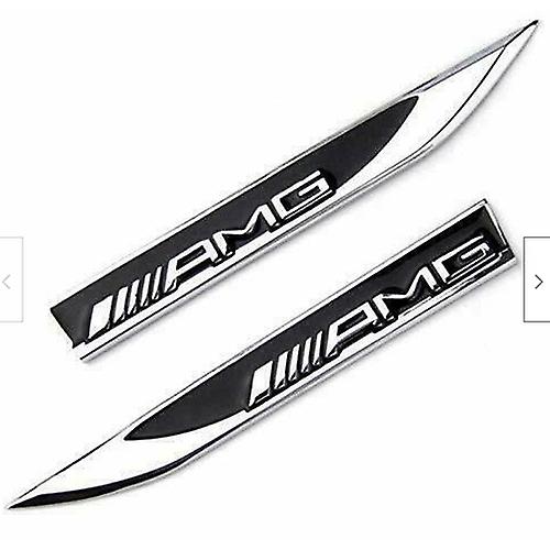 2 X amg black fender side wing metal sticker badge - to fit all ...