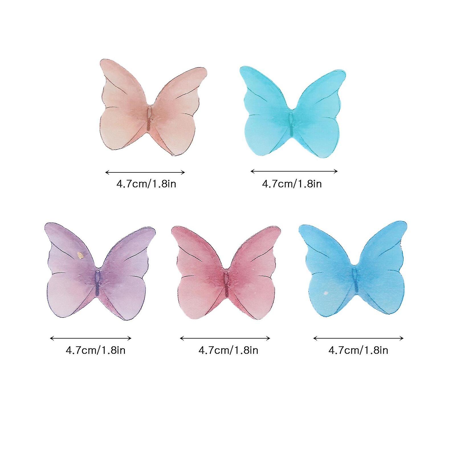 48PCS Edible Butterfly Wafer Paper 3D Colorful Cake Realistic Butterfly ...