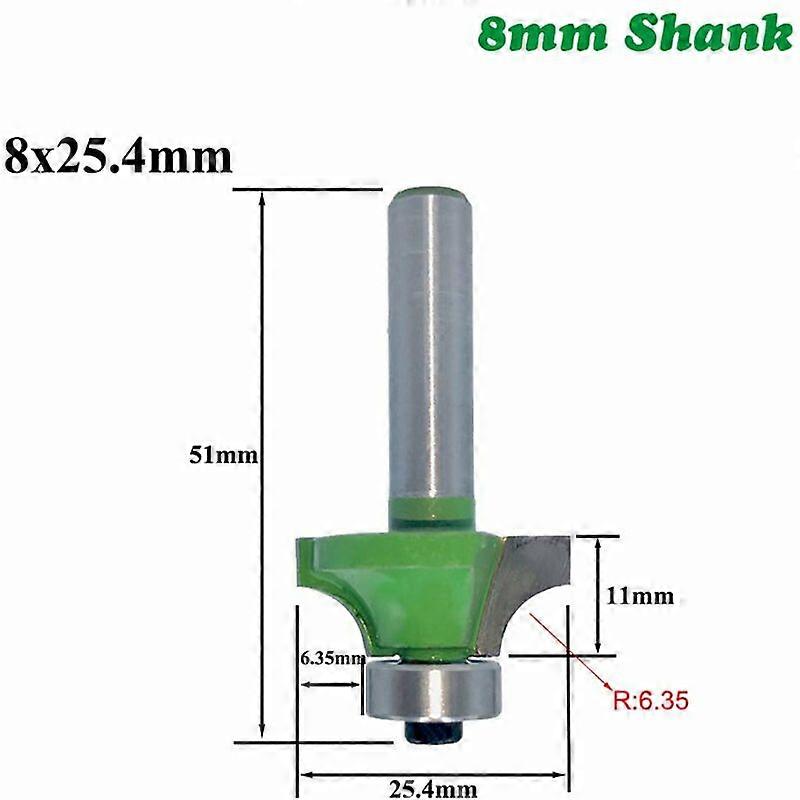 Set of 6 8mm Round End Mills Round Shank Corner Radius Router Bits ...