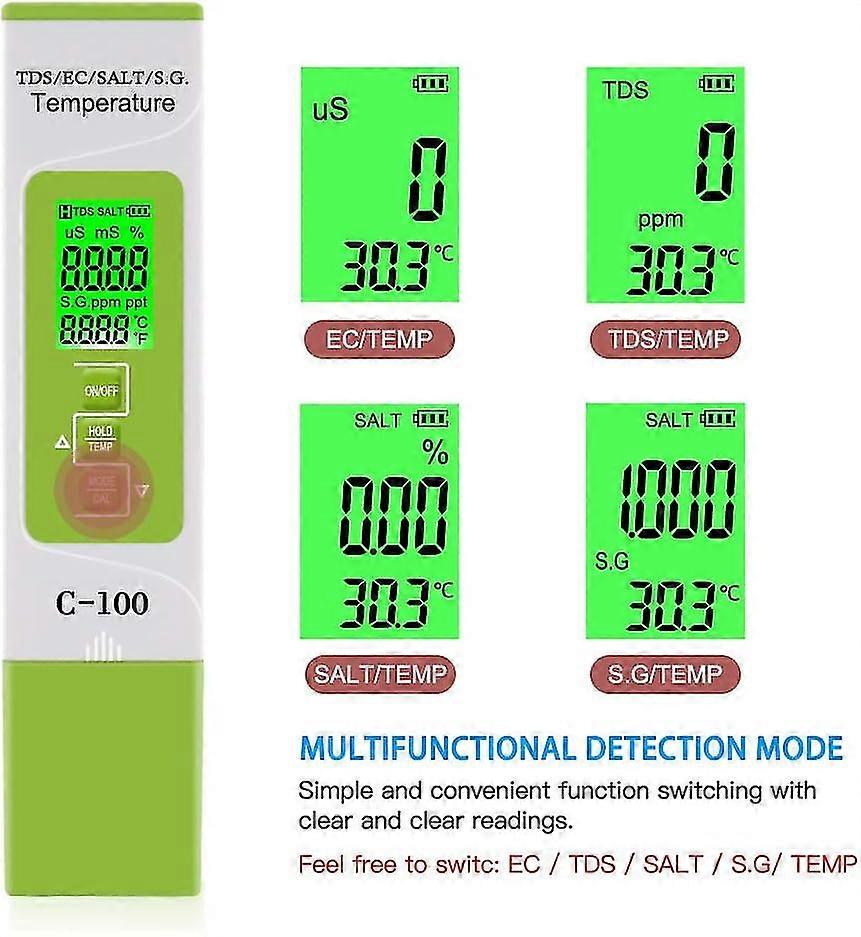 5 in 1 Digital Water Quality Tester Test TDS/EC/Salinity/SG ...