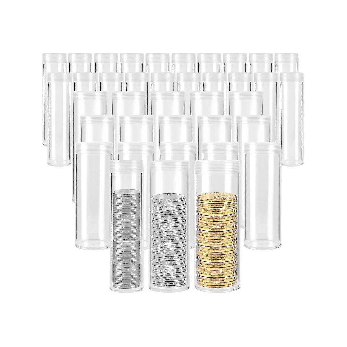 35 Pieces Coin Tubes Assorted Sizes Coin Storage Tubes Clear Plastic ...