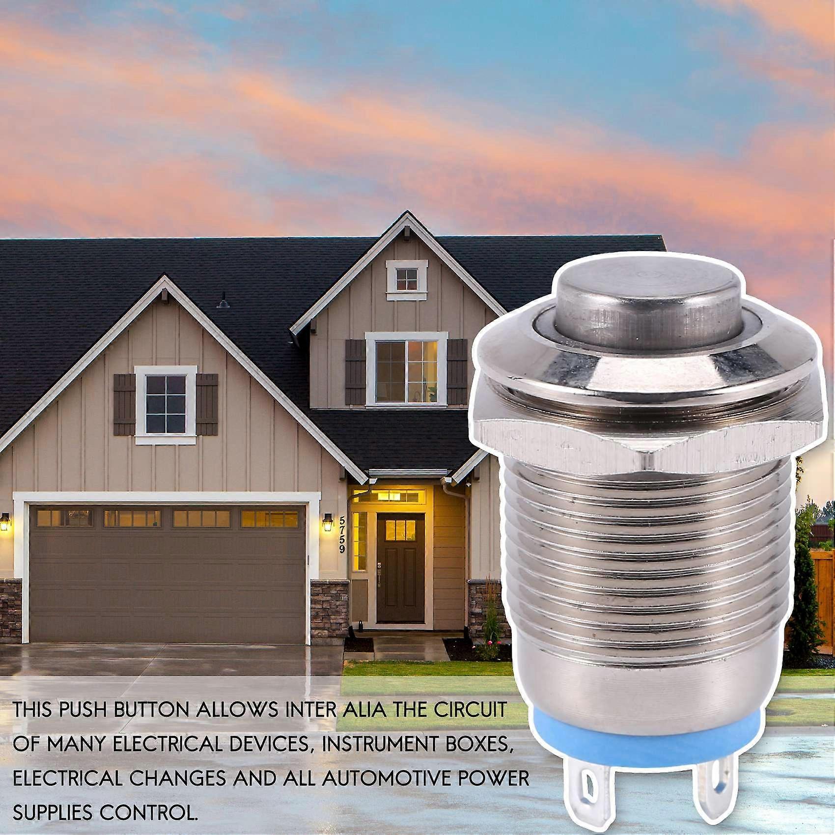 3V Push Button Switch Doorbell Button Blue LED 12 mm Silver | Fruugo UK