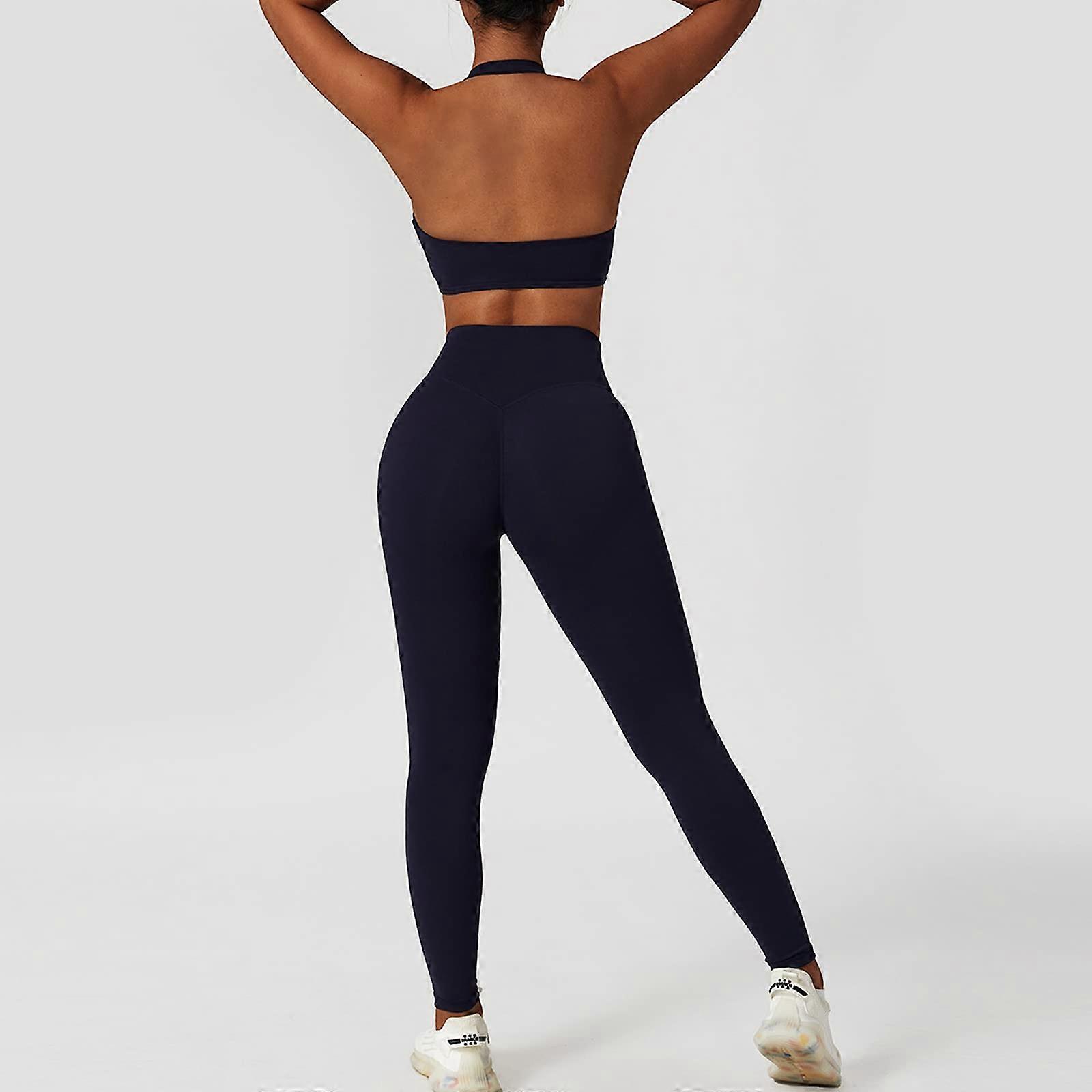 Halterneck sports bra backless women's padded push up scrunch bra ...