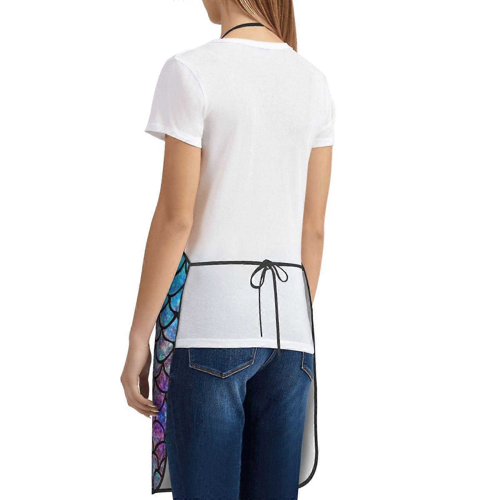 Rainbow Mermaid Scale Apron Kitchen Cooking Baking Aprons With Strap ...