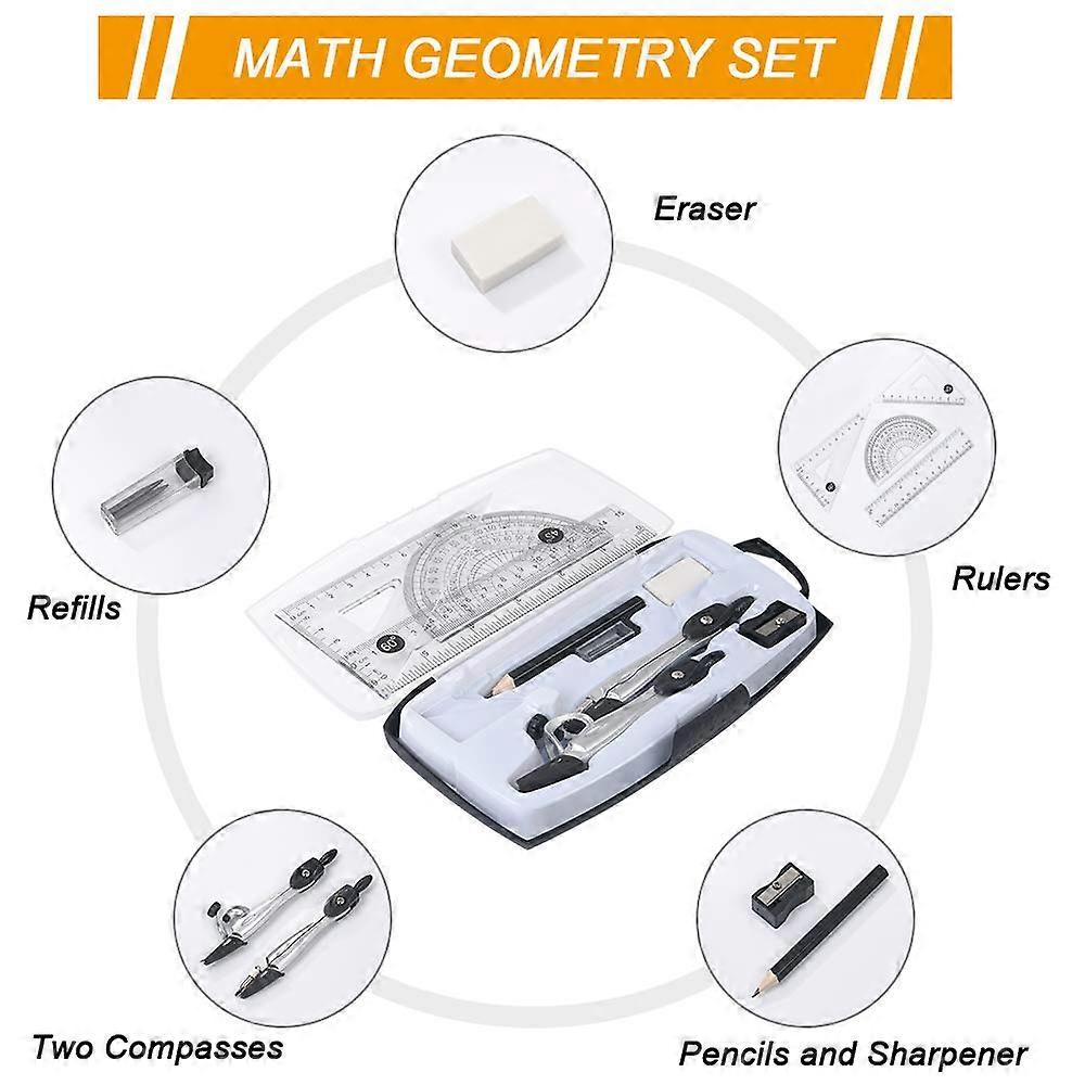 Geometry Compass Set, 10 Piece Math Set in Suitcase, Educational ...