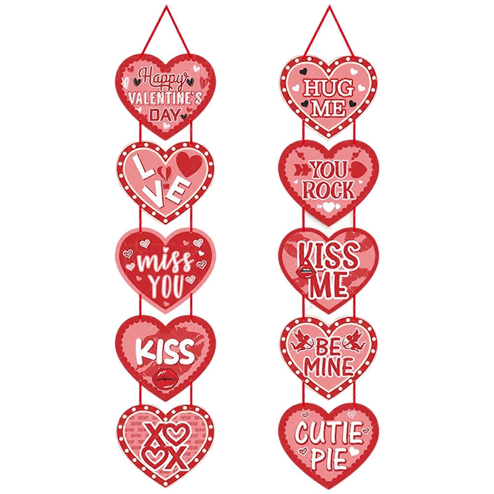 1 Pair Valentine's Day Red Heart Door Sign Decoration Paper Love Heart ...