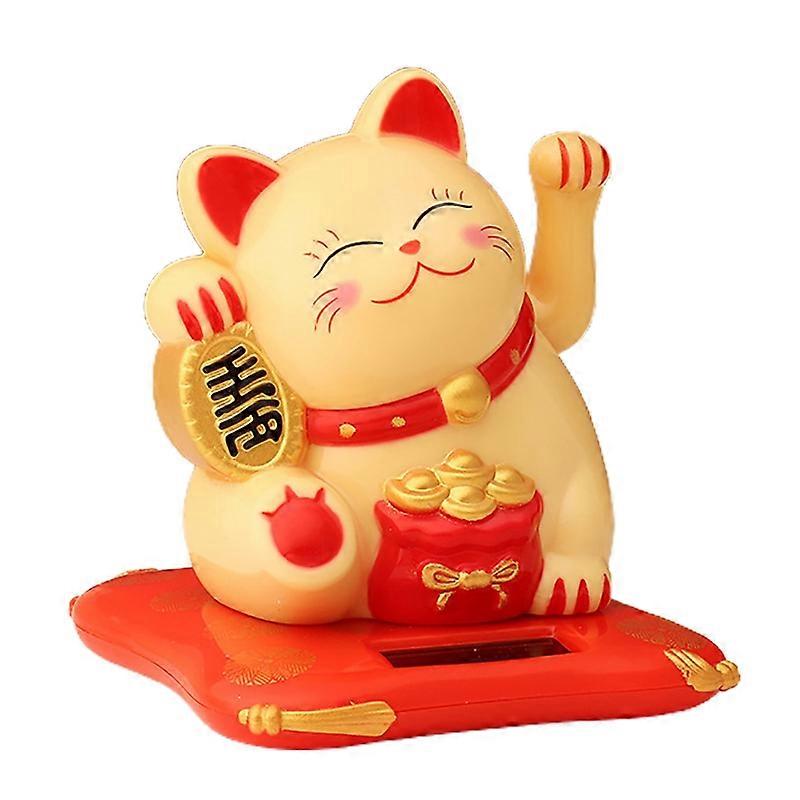 Waving Cat Ornament Safe Decorative Stylish Japanese Lucky Cat Solar Powered for Office | Fruugo AU