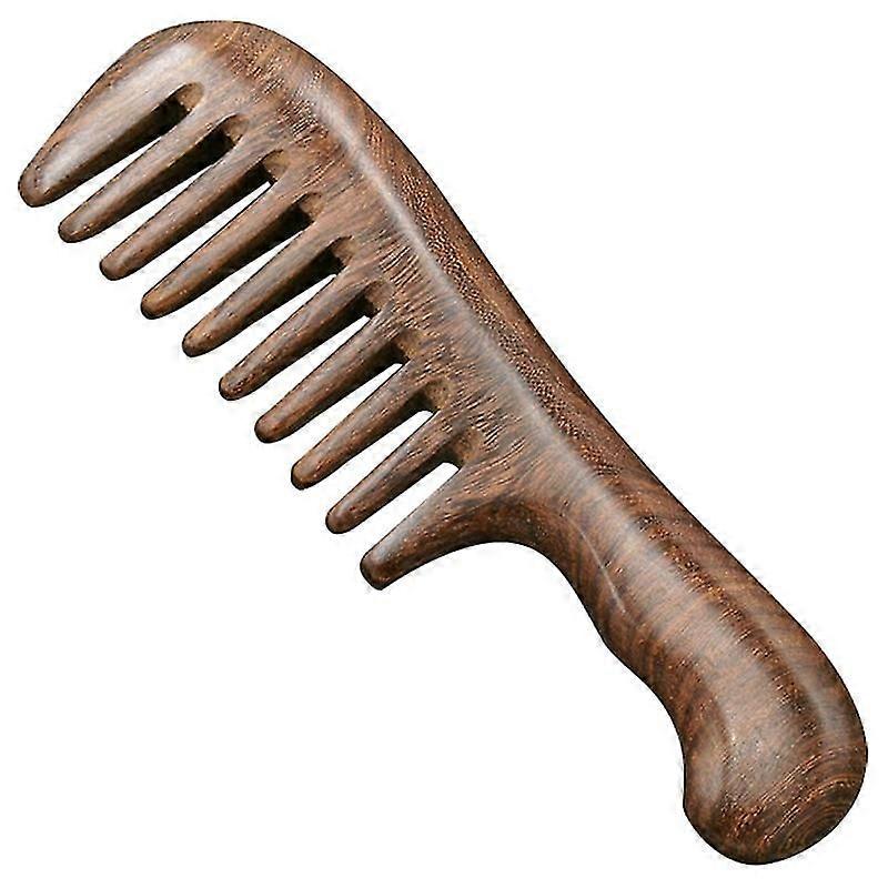 Sandalwood Wide Tooth Comb Curly Hair Portable Coarse Tooth Wooden Comb ...