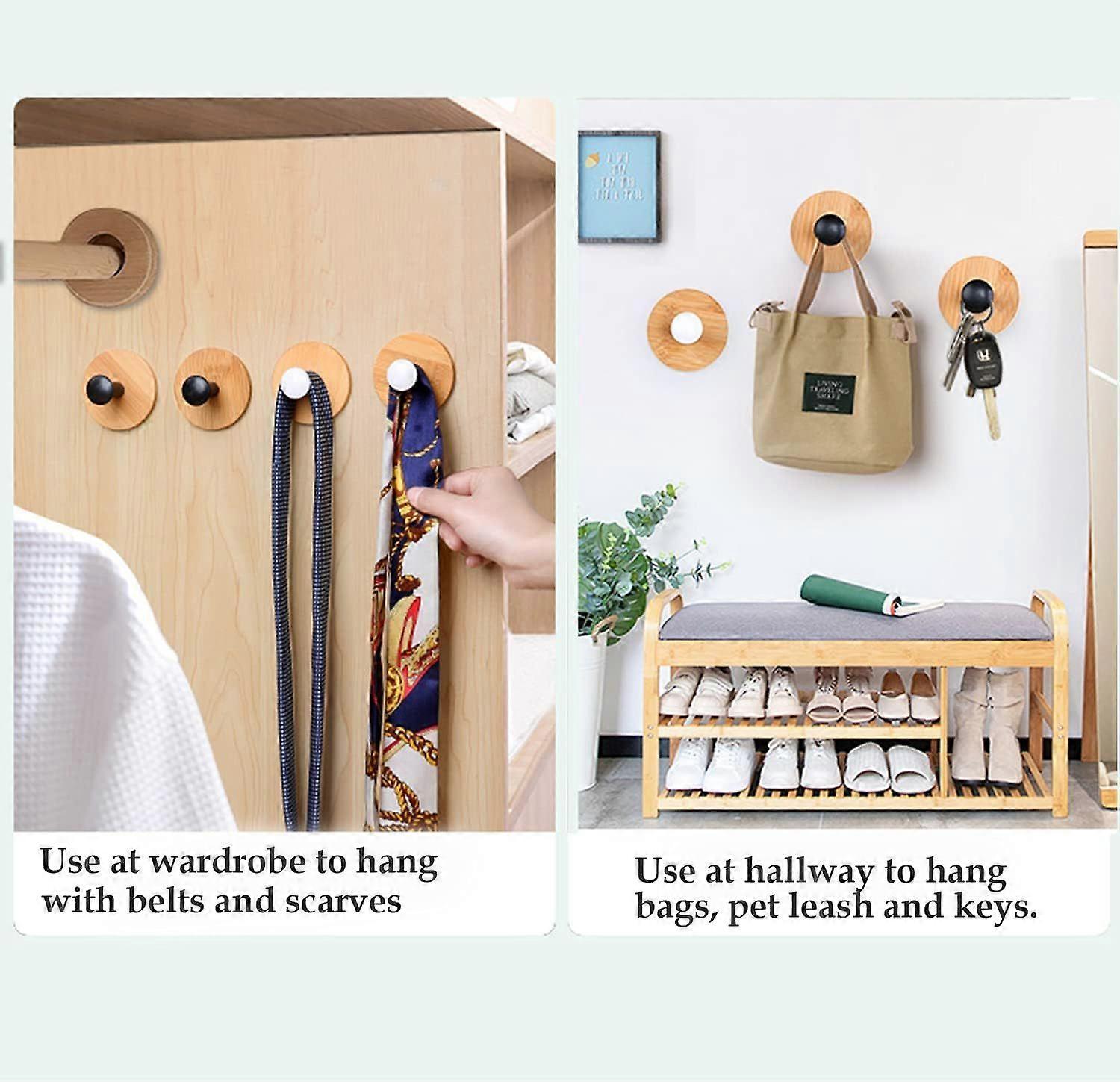 4 Pack (White) Self Adhesive Hooks, Robe Hooks Reusable Seamless Hooks ...